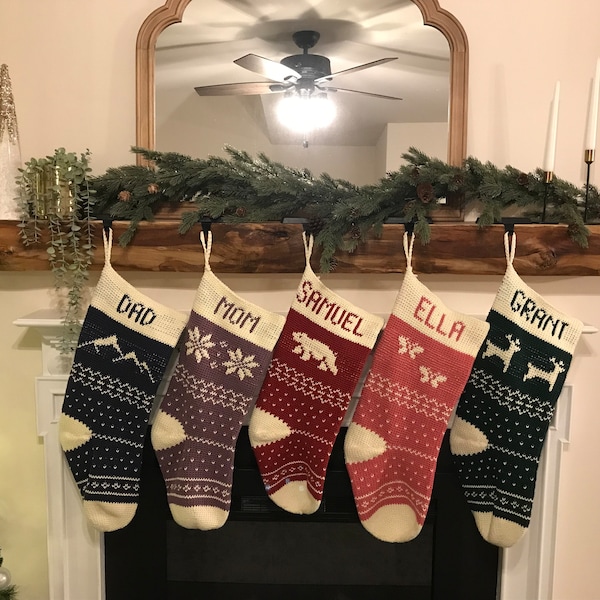 The Forest Fair Isle Stocking Crochet Pattern - Etsy