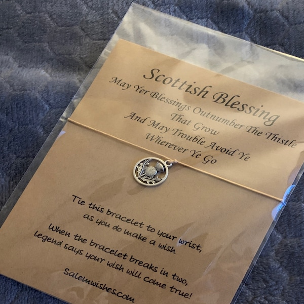 Scottish Blessing, Scottish Thistle Wish Bracelet, Scottish Jewelry ...