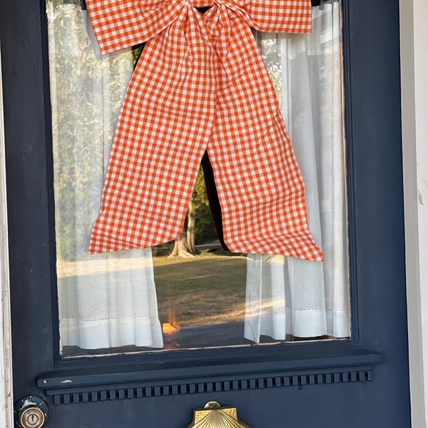 Extra Large Red Gingham Bow - Elegant Checkered Ribbon, Door Bow ...