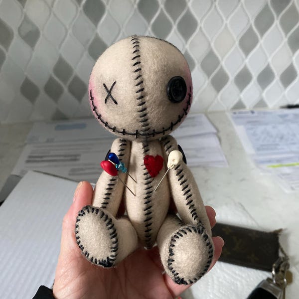 Handmade Voodoo Doll With Pins, 100% Wool Felt Art Doll, Gothic ...