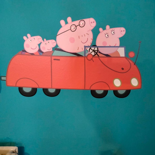 Peppa Pig Car Wall Sticker, Peppa Pig Wall Decal - Etsy
