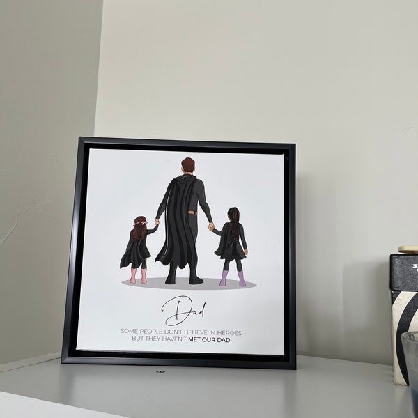 Superdad Drawing | Family Illustration | Fathers Day Unique Gift ...