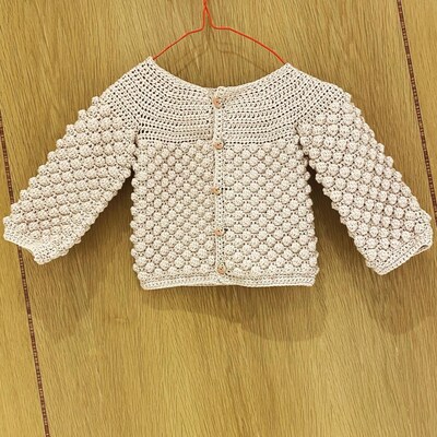 Bobbles Baby Jacket Crochet Pattern in Sizes Newborn, 0-3, 3-6, 6-12 ...
