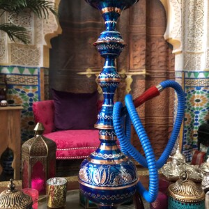 Turkish Tea Set, Blue Tea Service Set for 6 Person, Hand Painted Copper ...