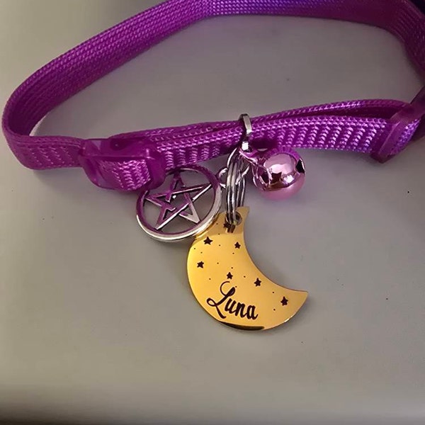 Cat Tag Silent Cat Tag Silde on Cat Collar Tag Cat Id Tag Cat Name Tag ...