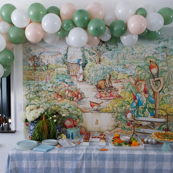 Peter Rabbit Backdrop (5x7 Feet), Pastel Easter Woodland Baby Shower ...