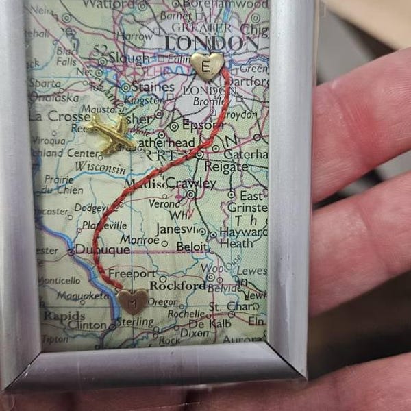 Long Distance Map Frame, String of Fate Gift (2x2.7") - Etsy