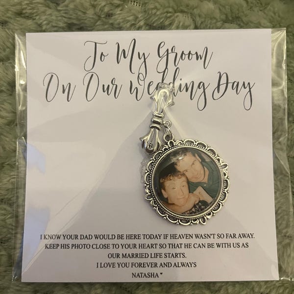 Personalised Memorial Photo Bow Charm Pin/gift for Groom/him/heaven ...