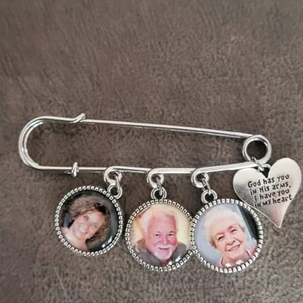 Groom Gift Photo Memorial Lapel Pin Wedding Boutonnière Graduation or ...