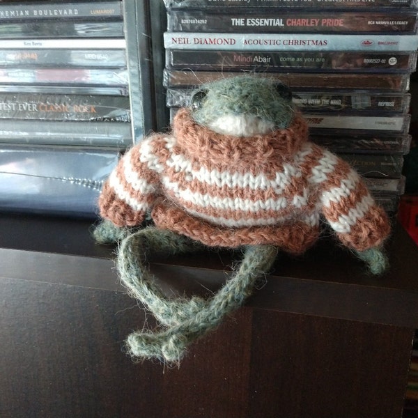 Pale Green With Cream Tummy Hand Knitted Frog - Etsy