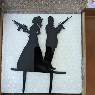 Gun Wedding Cake Topper Custom Cake Topperarmed Couple - Etsy