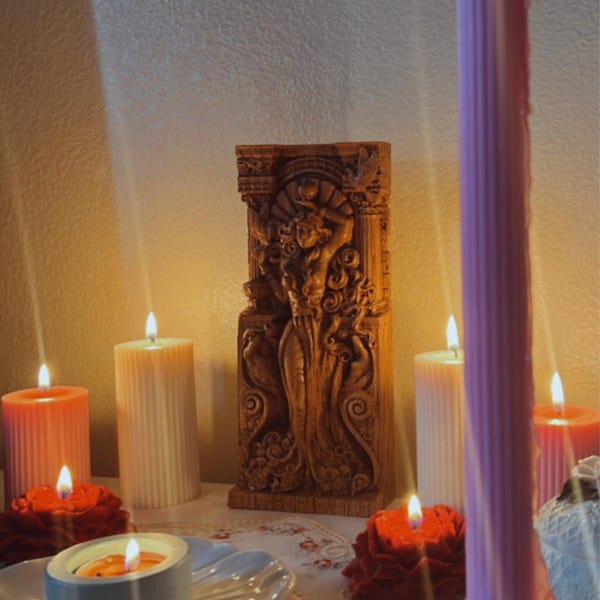 Goddess Gaia Altar Candle, Aphrodite Altar Candle, Beeswax Colored ...