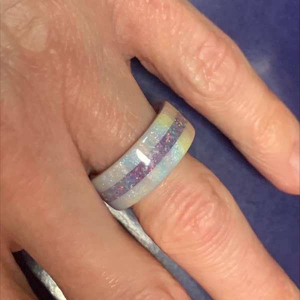 Unicorn Poop Ring With Opal Inlay - Diamond Dust Ring - Diamondcast ...