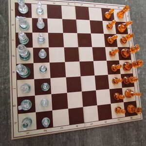 Vintage Swiss Made glass Eyed Chess Set With Marquetry Folding Chess ...