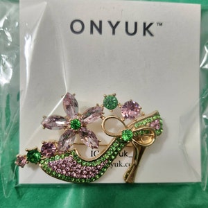 AKA Brooch Pink and Green Butterfly Brooch Crystal Butterfly - Etsy