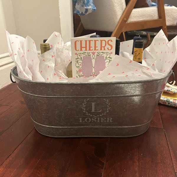 Laurel Wreath Personalized Galvanized Beverage Tub, Personalized ...