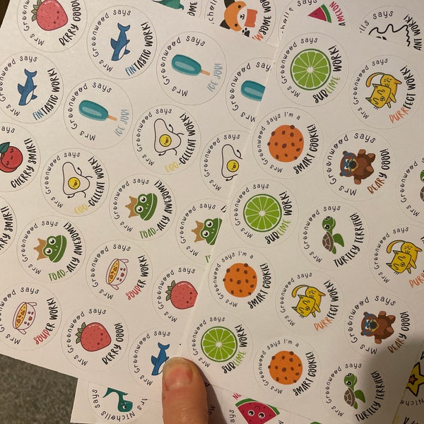 X35 Personalised Well Done Fun Pun TEACHER STICKERS - Teacher Rewards ...