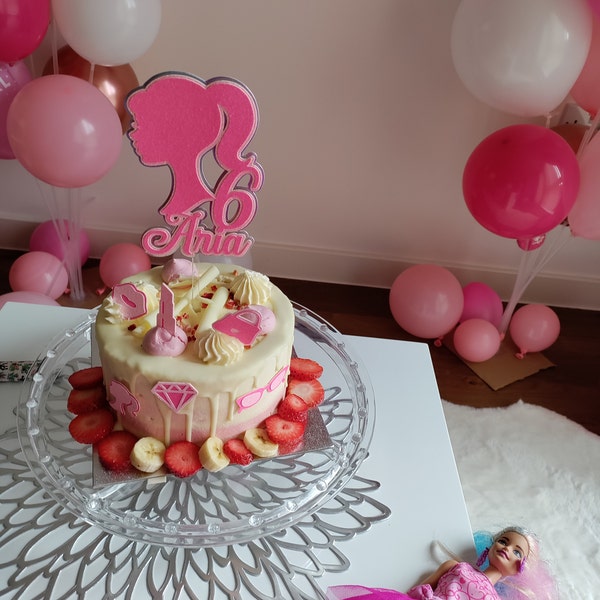 Personalised PRINTABLE Doll Head Cake Topper , Digital Barbie Cake ...