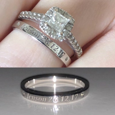 Name With Birthdate and Diamond Ring - Etsy UK