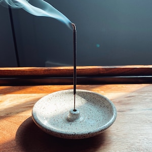 Stoneware Incense Burner, Speckled White Ceramic Incense Stick Holder ...