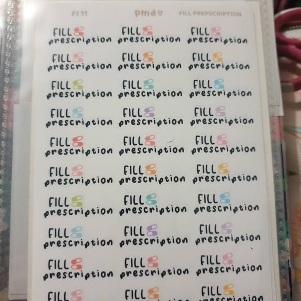 Fill Prescription Stickers Planner Stickers FI11 - Etsy