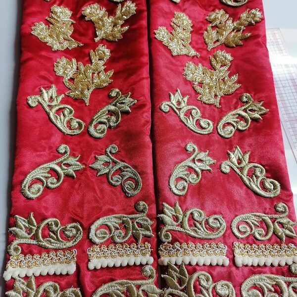 Navy Blue Trim, Gold Embroidered Trim, Navy Blue N Gold Trim, Scalloped ...