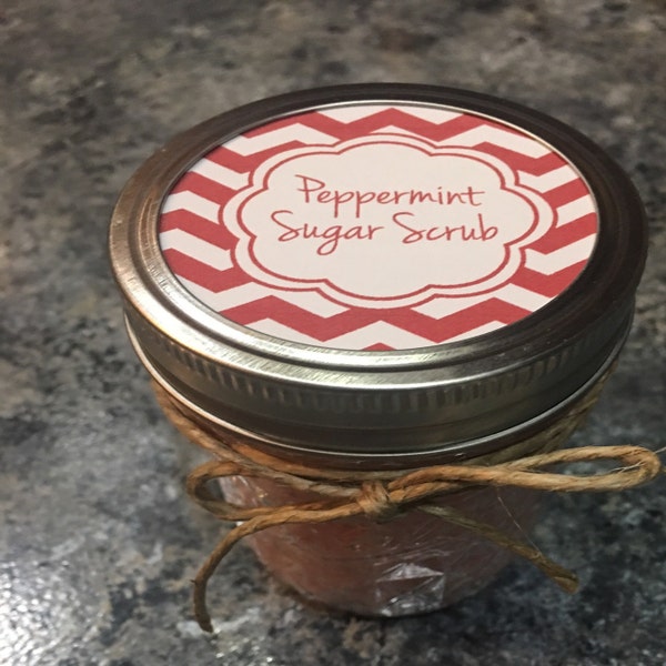 Printable Peppermint Sugar Scrub Mason Jar Label | Chevron Body Scrub ...