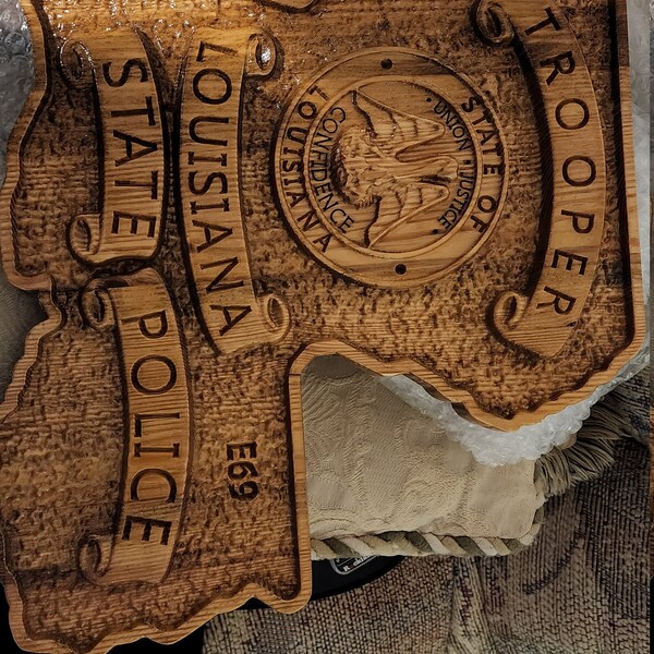 3D V CARVED - Personalized Louisiana State Police Trooper Sergeant ...