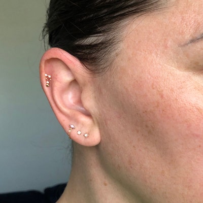 18g Dainty Starburst Piercing single, Screw Ball End Piercing, 925 ...