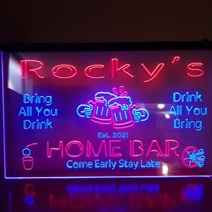 Personalized Your Name Custom Home Bar Neon Signs Beer | Etsy