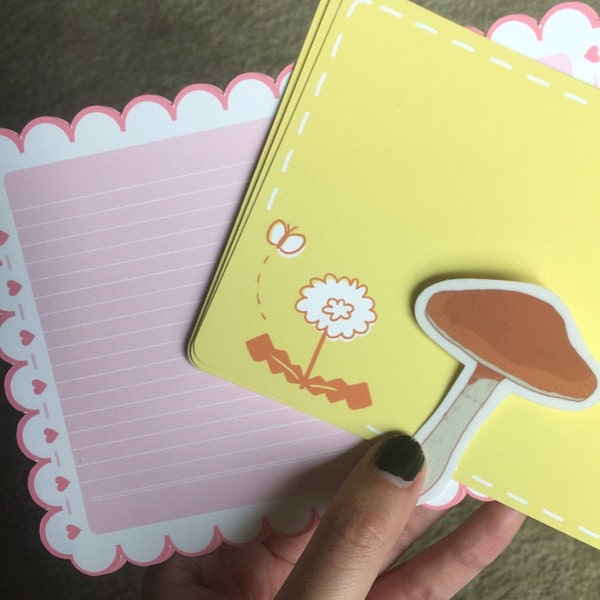 Kawaii Pink Heart Scalloped Edge Border Stationery Card / Cute Frilly ...