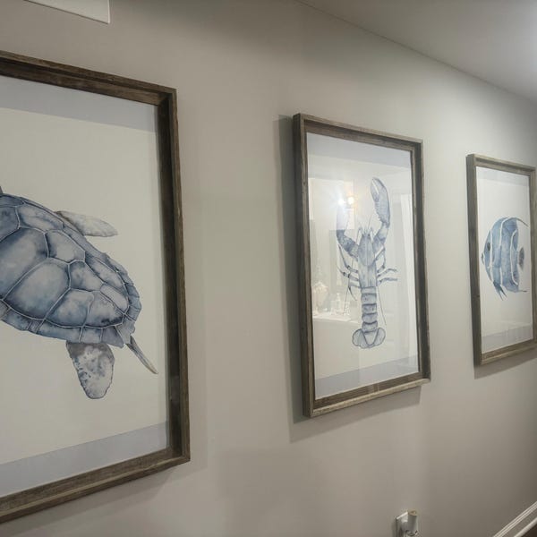 Watercolor Coastal Wall Decor, Light Blue Nautical Art, Set of 3 Prints ...