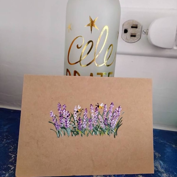 Hand-painted Floral Blank Card, Kraft Paper Cards, Rustic Cards, Blank ...