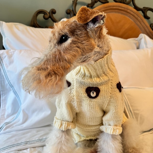 Hand Knit Custom Dog Sweater With Croched Hearts Pet Apparel Warm Dog ...