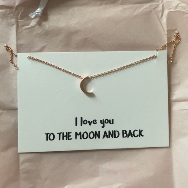 The Little Moon Necklace in Rose Gold, Gold & Silver Complete With Gift ...