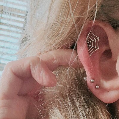 Spider Web Earring Gothic Jewelry Cartilage Helix Piercing 20G 18G ...