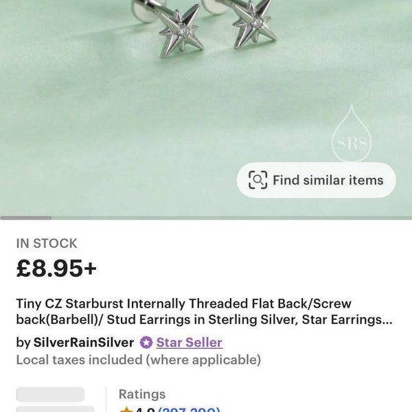 Tiny CZ Starburst Internally Threaded Flat Back/screw Back(barbell ...