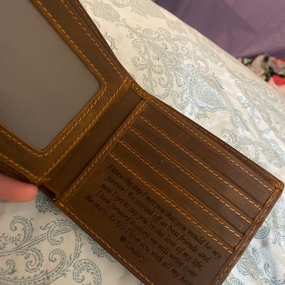 Handwriting Men's Wallet, Engraved Memorial Signature Wallet, Groomsmen ...