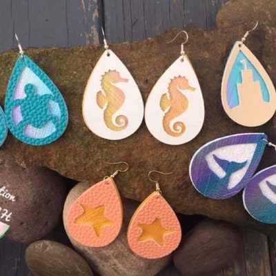 Earring Templates Ocean Earring SVG Cricut Earring Template Teardrop ...