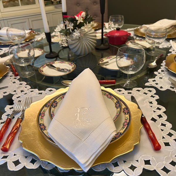 Personalized Monogram Embroidered Linen Napkin, Custom Initial Dinner ...