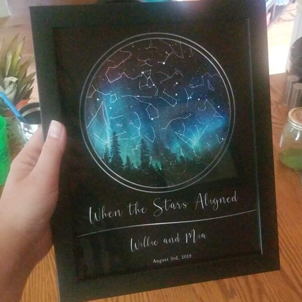 Star Map Anniversary Gift, Night Sky by Date, Night Sky Print, Star Map ...