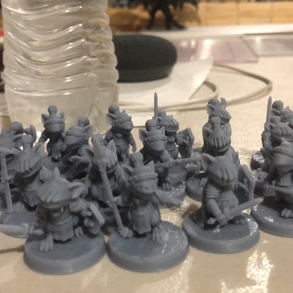 Mouse Knights With Maces 3D Printed Resin Miniature | Tabletop Role ...