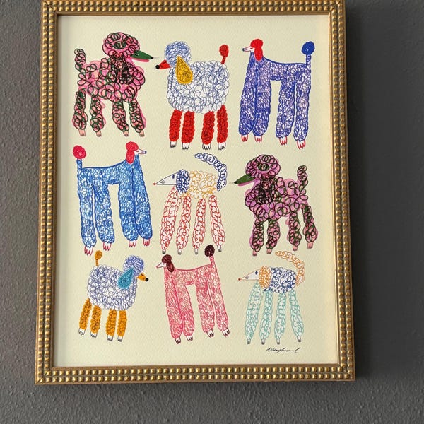 Pretty Poodles Art Print, Wall Decor, Home Decoration, Kitchen & Dining ...