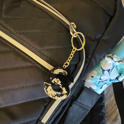 Glam Black, Clear and Gold Initial Keychain Resin Initial Keychain ...