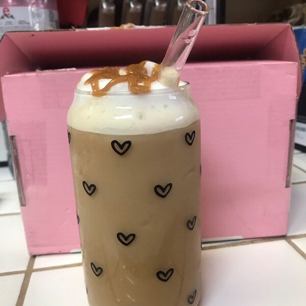 Boots + Hearts Glass Cup // Iced Coffee Cup // Beer Can Glass ...