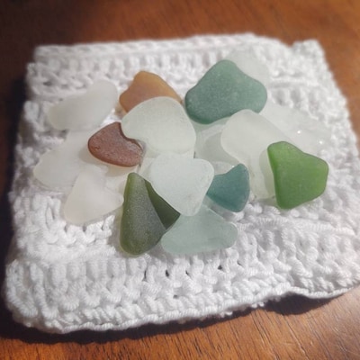 Beach Glass Hearts, Various Colored Sea Glass Set, Heart Shaped Beach ...