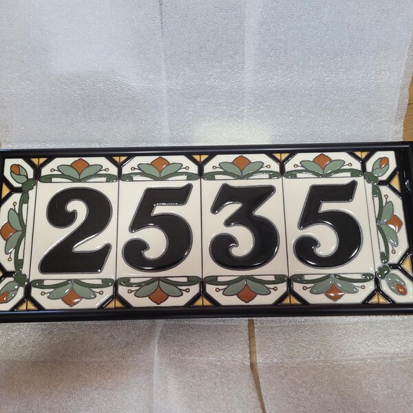 House Numbers Address Tiles Framed Set Custom Address Tiles Sign Hand ...