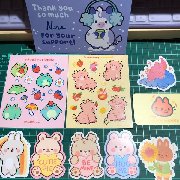 Strawberry Lemonade Cow - Cute Highland Cow Sticker Sheet - - Etsy