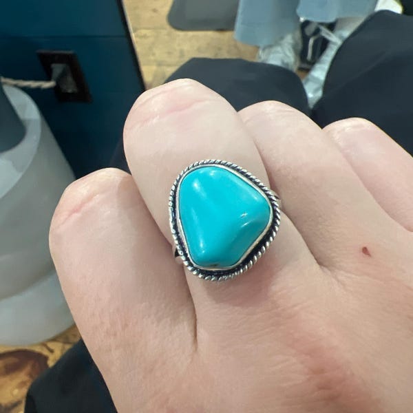 Raw Turquoise Ring: Chunky Bohemian 925 Sterling Silver - Etsy