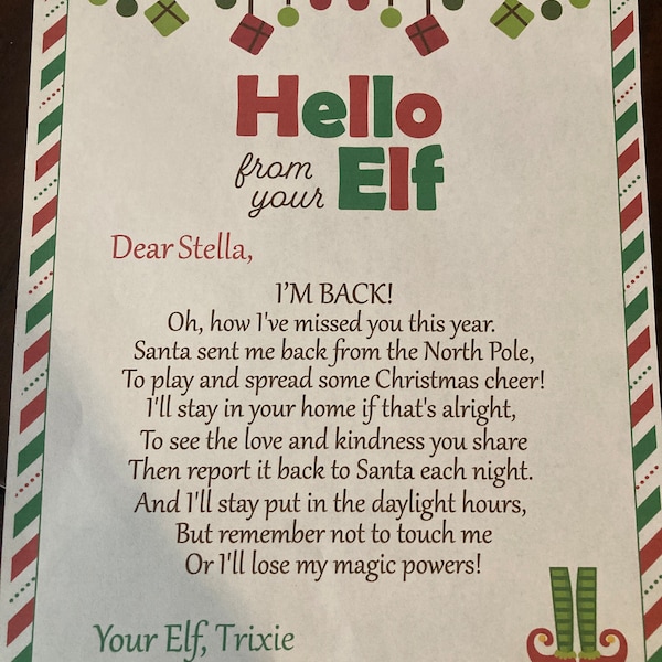 Elf Hello & Goodbye Letter | Elf Arrival Letter | Printable ...